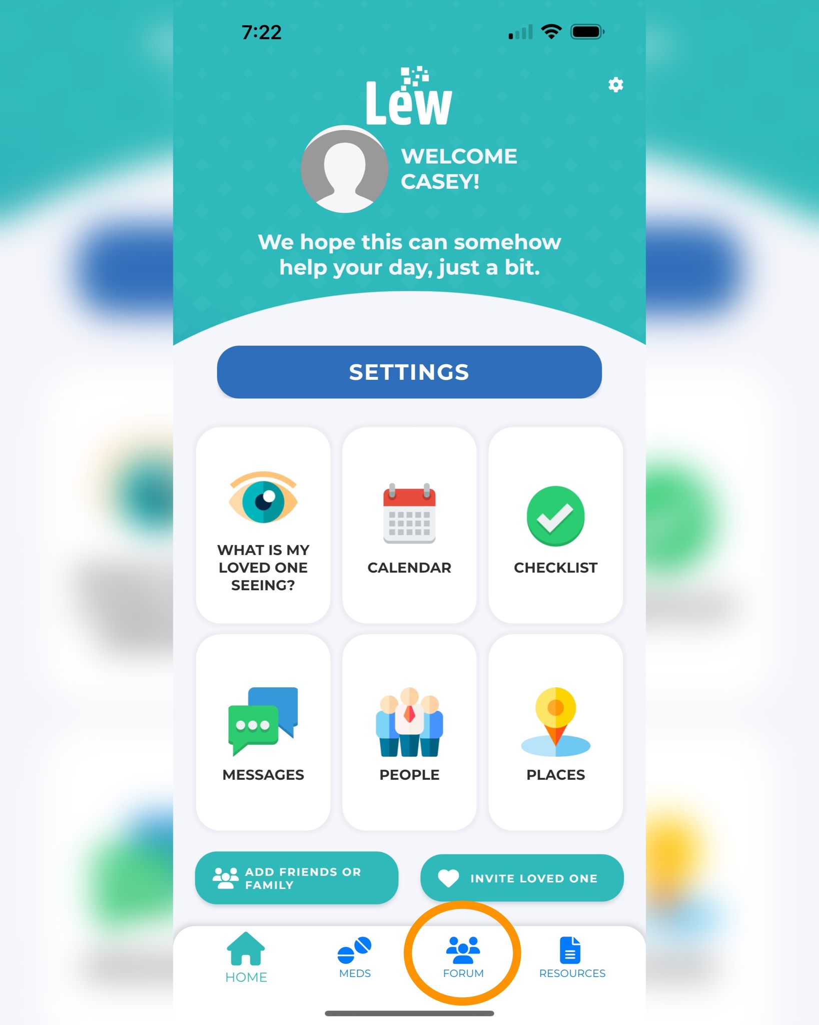 LEW App for Dementia Caregivers